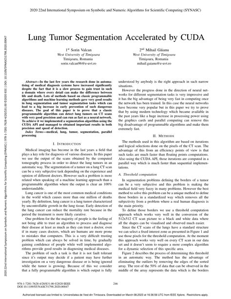 Pdf Lung Tumor Segmentation Accelerated By Cuda