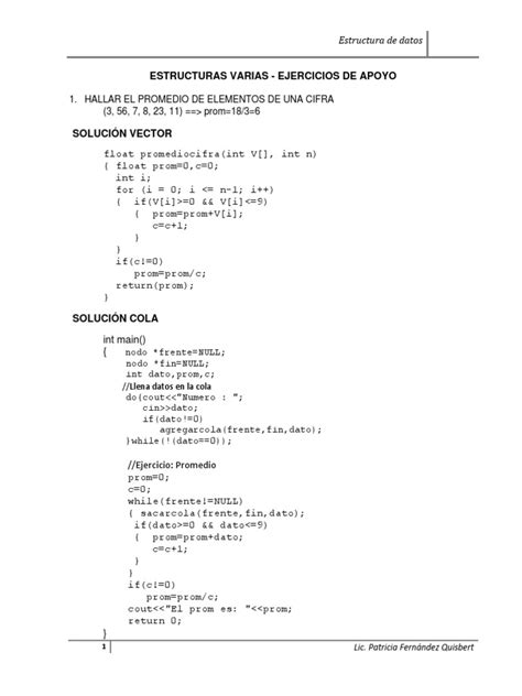 Ejemplos De Resolución De Ejercicios Sobre Estructuras De Datos Usando Vectores Pilas Y Colas