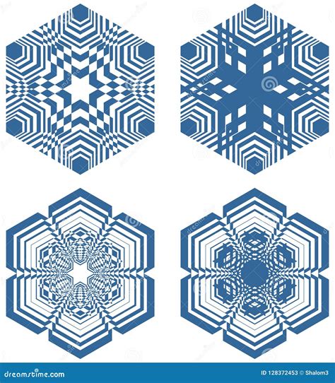 set of simple geometric design elements blue shapes on white