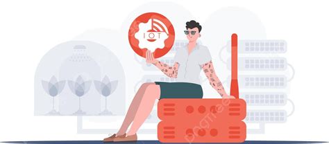 Hình ảnh Người đàn ông Cầm Biểu Tượng Iot Cho Các Trang Web Và Bản