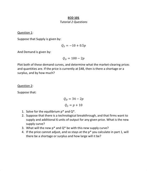 Solved Question 1 Suppose That Supply Is Given By