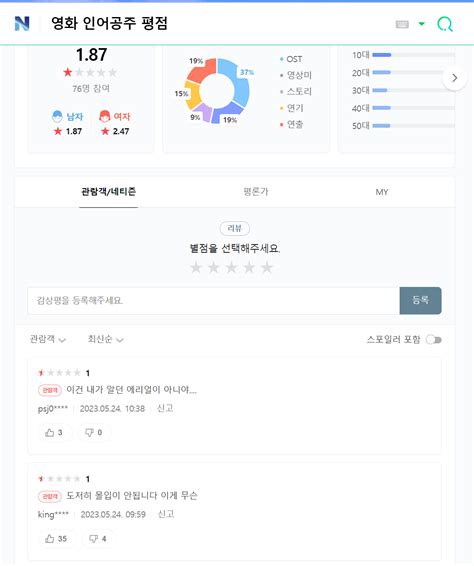 인면어공주 개봉일 네이버 평점 유머 움짤 이슈 에펨코리아
