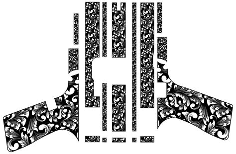 Artstation Glock 19 Gen 3 Gun Seamless Scroll Pattern Svg Template Vector File For Laser