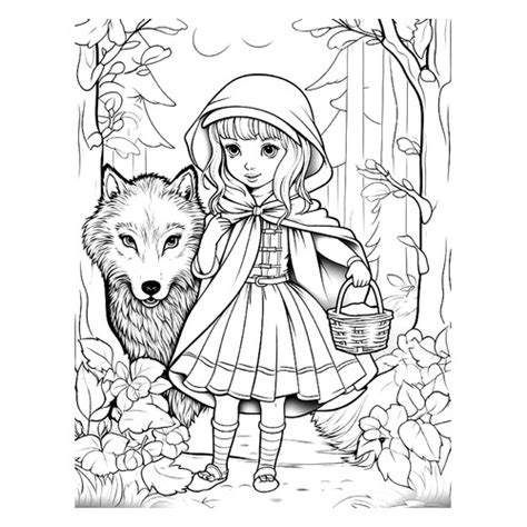 Раскраска Красная шапочка и серый волк распечатать раскраски для детей