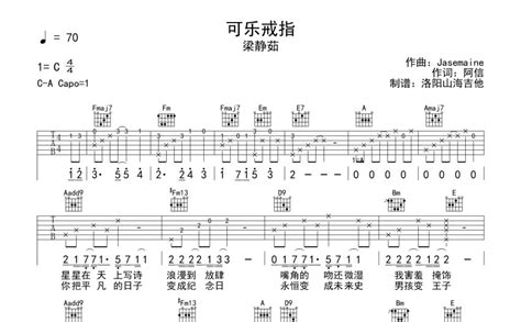 梁静茹《可乐戒指》吉他谱a调吉他弹唱谱 打谱啦
