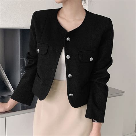 아뜨랑스 1000장 돌파 펠튼 노카라 트위드 봄트위드 세미크롭자켓 봄자켓 봄아우터 나들이룩 노카라 자켓 트위드자켓 노카라자켓 자켓 Jk2592