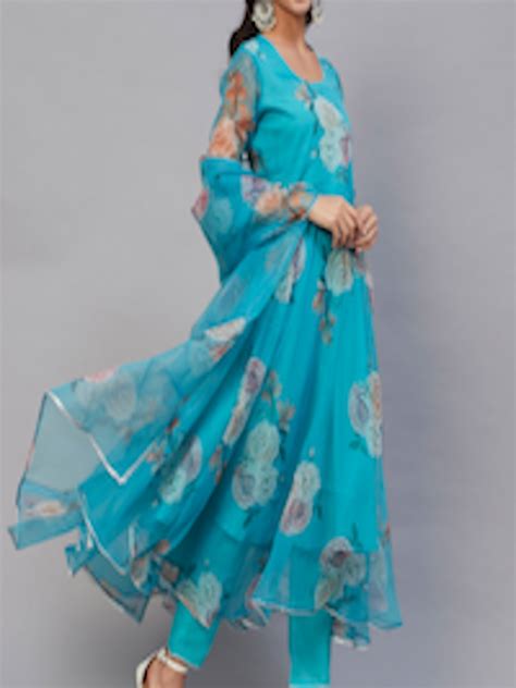 Buy Kalini Floral Printed Gotta Patti Anarkali Organza Kurta With