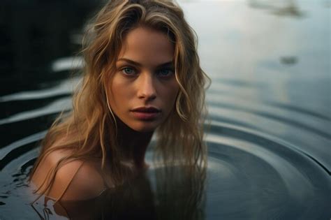 Premium Photo Portrait Of A Woman In Water Having Reflection
