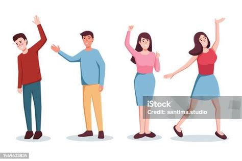 캐릭터 사람들의 집합 다양 한 움직임 벡터 일러스트 레이 션 과시함에 대한 스톡 벡터 아트 및 기타 이미지 과시함 남자