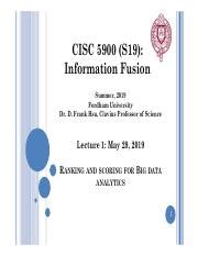 CISC 5900 Lecture 1 Pdf CISC 5900 S19 Information Fusion Summer