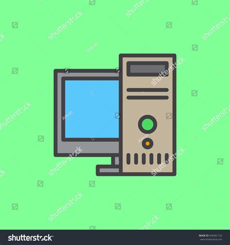 Desktop Computer Workstation Filled Outline Icon Stock Vector Royalty Free 646301122