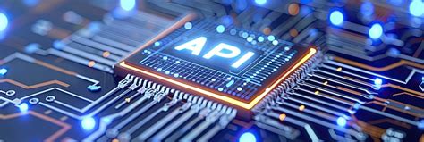 كلمة Api ومخطط لأيقونة Ai متوهجة عليها مقابل دوائر معقدة ترمز إلى