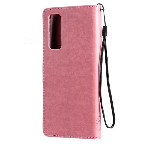 Embossing Butterfly Tree Leather Wallet Case For Huawei P Smart 2021 Y7a Pink Huawei P
