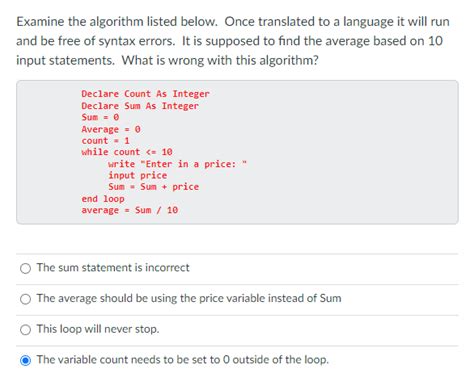Solved Examine The Algorithm Listed Below Once Translated