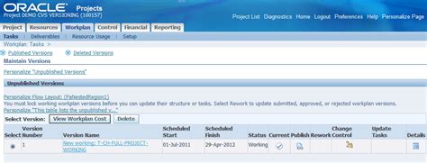 Rollback A Previous Workplan Version In Project Management Oracle Ebs