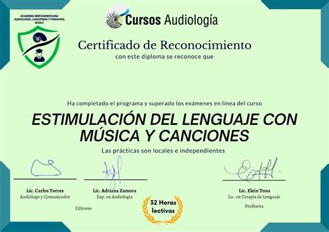 Certificado EstimulaciÓn Del Lenguaje Cursos Audiología