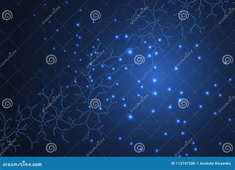 Abstract Molecular Network Pattern With Dynamic Lines And Points Vector Geometric Illustration