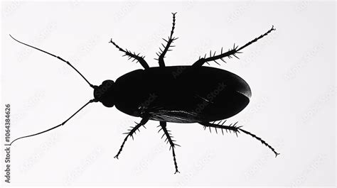 28a Detailed Silhouette Of A Cockroach As Seen From Above With All