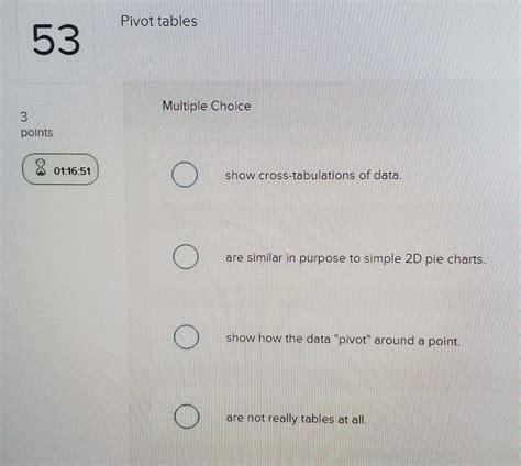 Solved Pivot Tables Multiple Choice Points Chegg