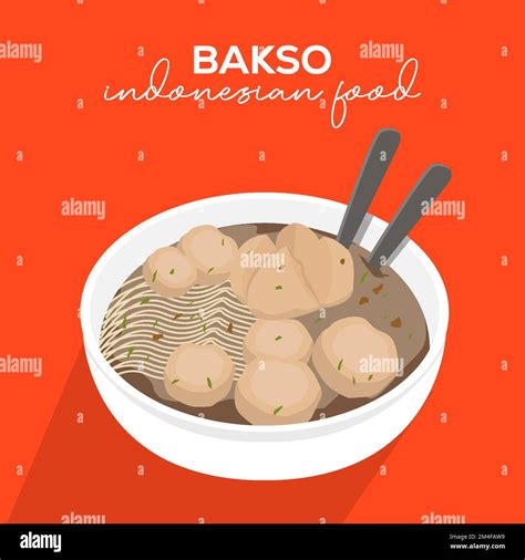 Indonesian Food Bakso Illustration In Flat Style Stock Vector Image