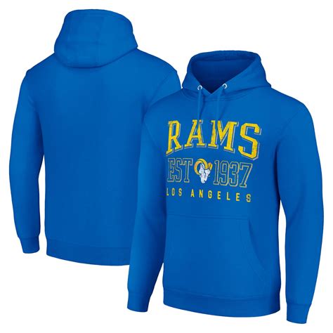 Unisex Starter Royal Los Angeles Rams Throwback Logo Pullover Hoodie