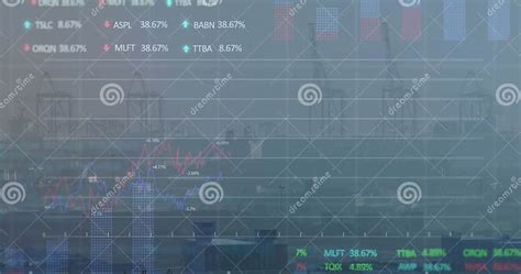 Image Of Finacial Data Processing Over Cityscape Stock Illustration