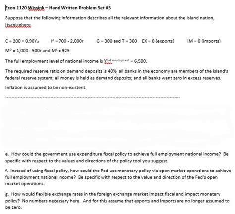 Solved Econ 1120 Wissink Hand Written Problem Set 3 Chegg