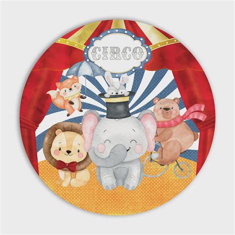 Painel Redondo em Tecido para festa aniversário veste fácil Circo no