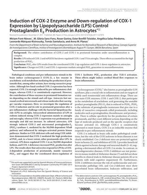 PDF Induction Of COX Enzyme And Down Regulation Of COX Expression By Lipopolysaccharide