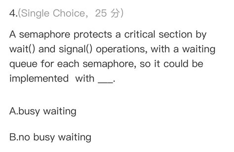 Solved Single Choice A Semaphore Protects A Chegg