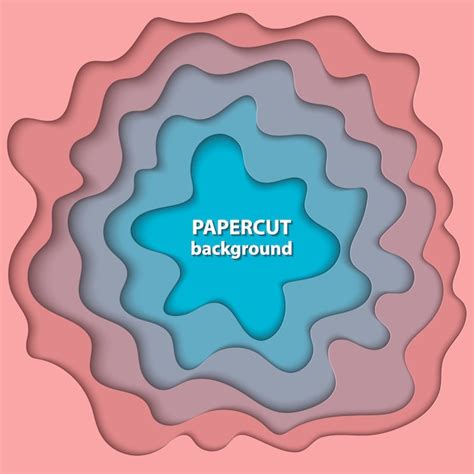 파스텔 산호와 파란색 종이 잘라 배경 프리미엄 벡터