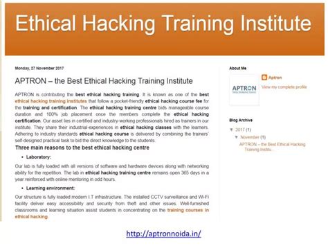 PPT APTRON The Best Ethical Hacking Training Institute PowerPoint Presentation ID