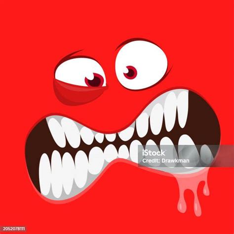 Wajah Monster Kartun Vektor Avatar Monster Halloween Dengan Ekspresi