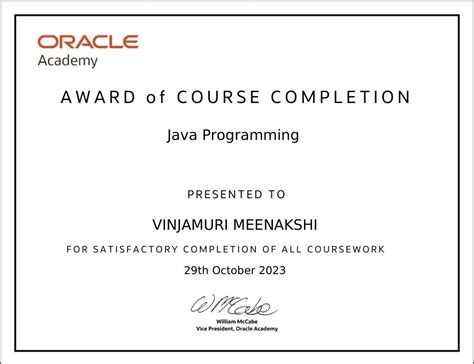 completed java programming certification meenakshi vinjamuri posted on the topic linkedin