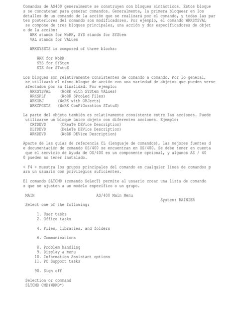 comandos as400 pdf redes de computadoras Áreas de informática