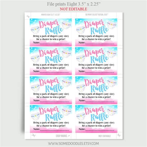 Gender Reveal Diaper Raffle Tickets Printable Files Instant Etsy