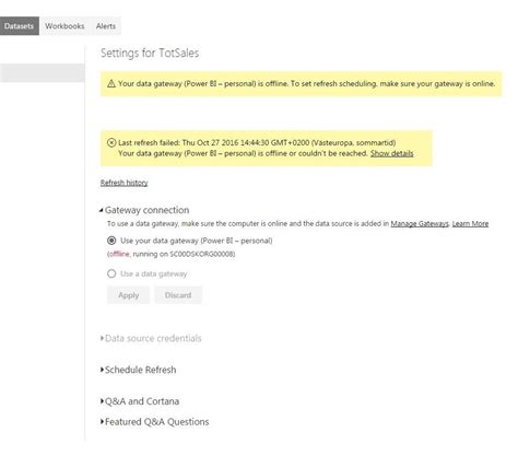 solved your data gateway power bi personal is offline