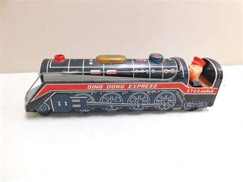 Vintage Ding Dong Express Tin Toy Train Locomotive