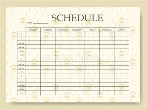 Schedule Minimalist Planner Page Design With Esoteric Pattern Stock Vector Illustration Of