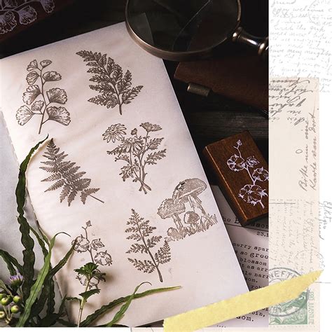 1 шт. винтажные лесные растения серии украшения Штамп Деревянный ...