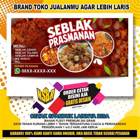 Spanduk Jualan Spanduk Custem Spanduk Seblak Prasmanan Bisa Ganti