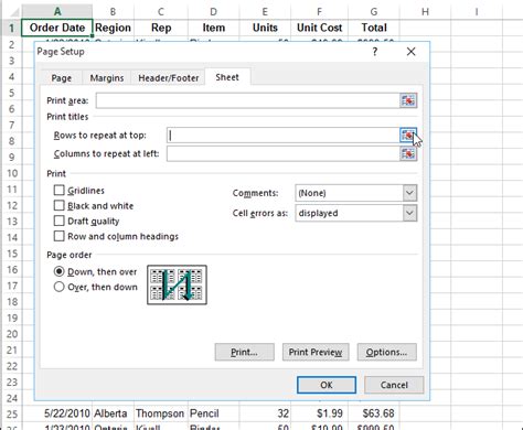 How To Repeat Specific Rows Or Columns On Every Printed Page In Excel
