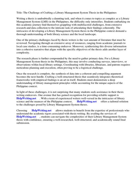 Library Management System Thesis In The Philippines Pdf Libraries