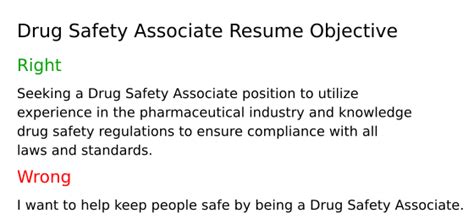Top Drug Safety Associate Resume Objective Examples