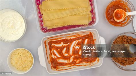 Beef Lasagna Recipe Step By Step Cooking Process Assemble The Lasagna