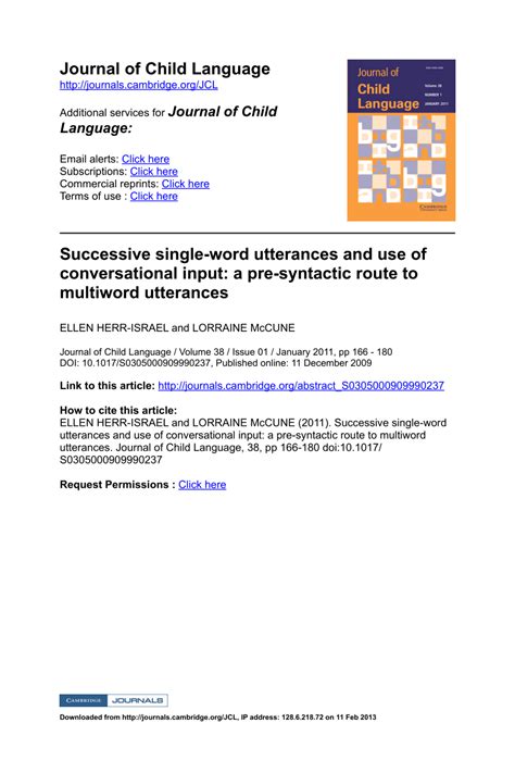 Pdf Successive Single Word Utterances And Use Of Conversational Input