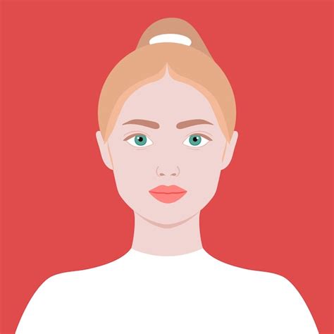 Retrato De Una Joven Rubia Retrato De Cara Completa En Estilo Plano Avatar Diversidad Femenina