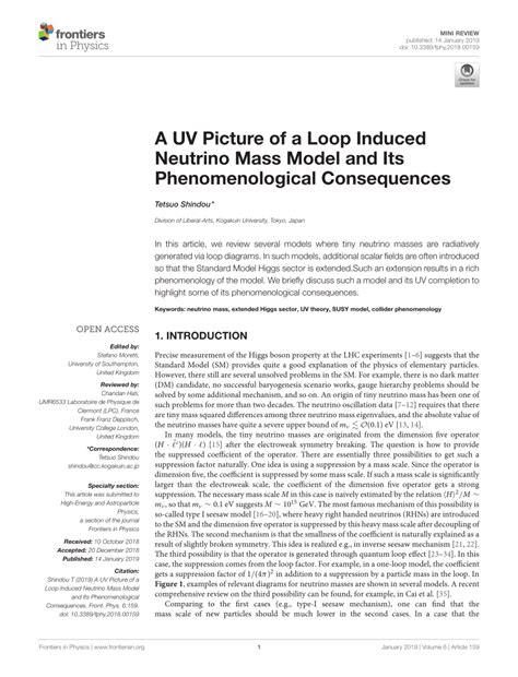 Pdf A Uv Picture Of A Loop Induced Neutrino Mass Model And Its