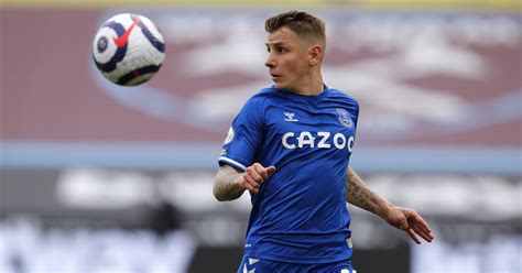 Lucas Digne Playing For Everton Against West Ham In The Premier League