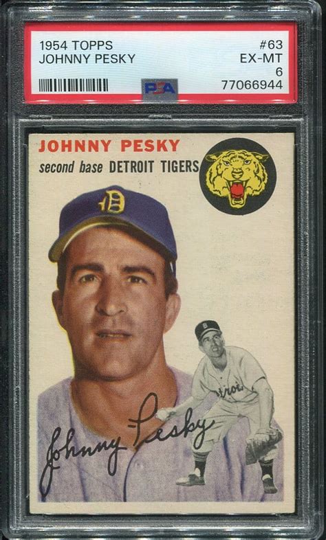 1954 Topps 63 Johnny Pesky Psa 6 77066944 All Star Cards Inc
